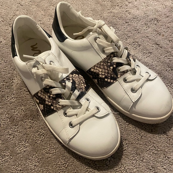 Sam Edelman | Shoes | Sam Edelman White Sneaker With Snake Skin | Poshmark